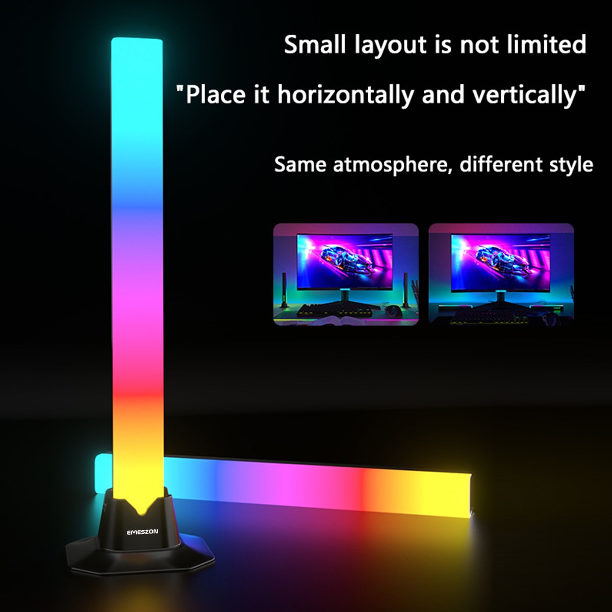 Set 2 lampi LED RGB, Emeszon®, contine vumetru RGB, Iluminare ...