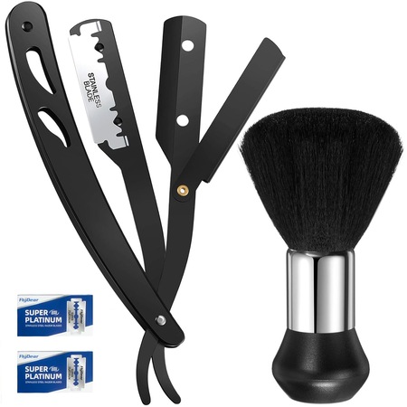 Set brici barbierit + 20 de lame de ras, NUODWELL, Cu perie de curatare ...