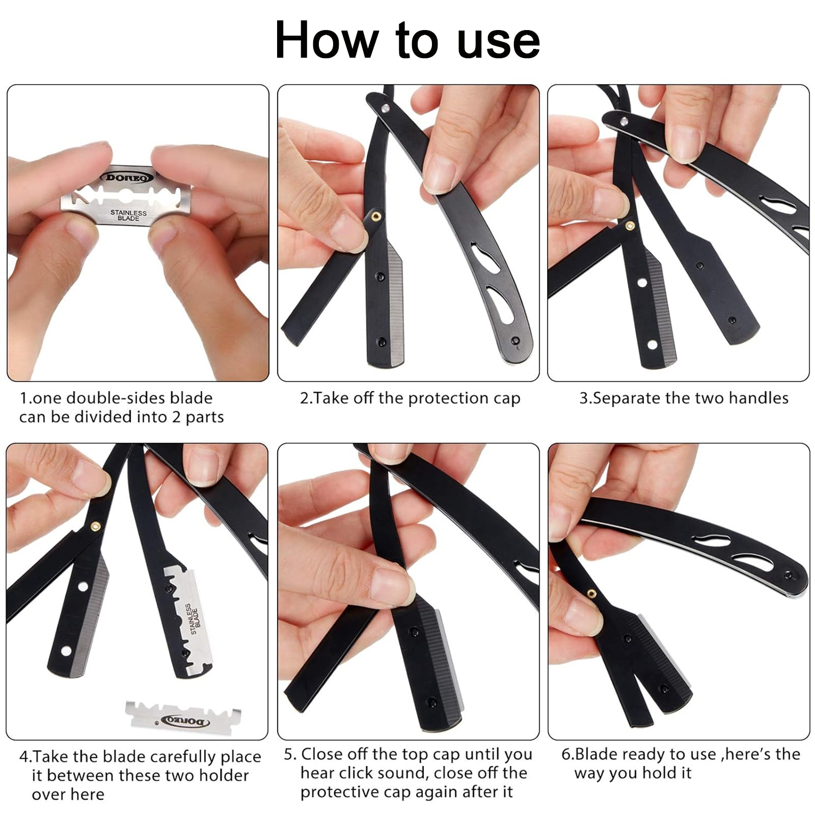 Set brici barbierit + 20 de lame de ras, NUODWELL, Cu perie de curatare ...