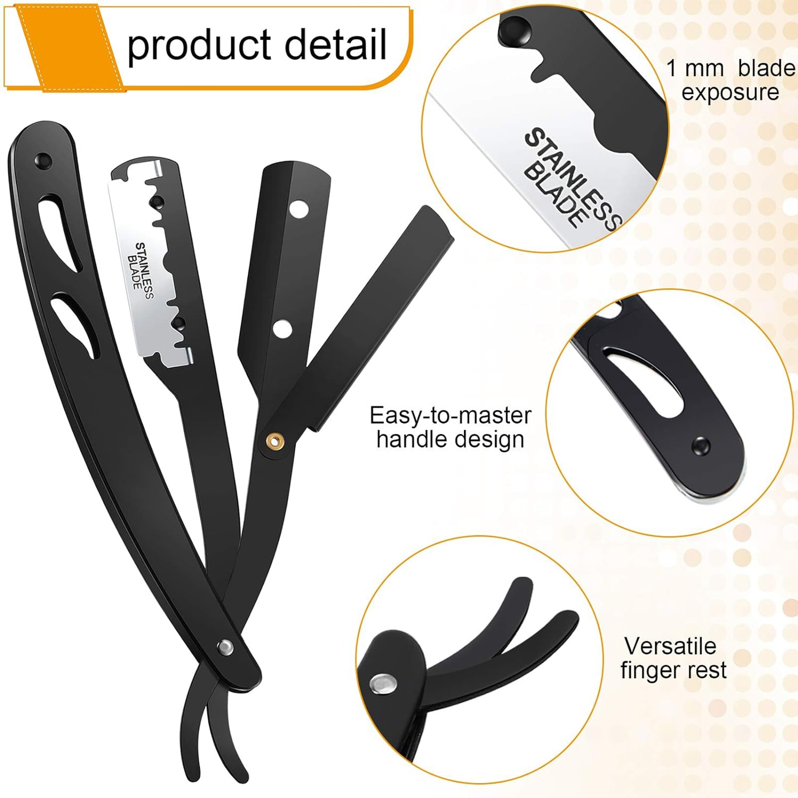 Set brici barbierit + 20 de lame de ras, NUODWELL, Cu perie de curatare ...