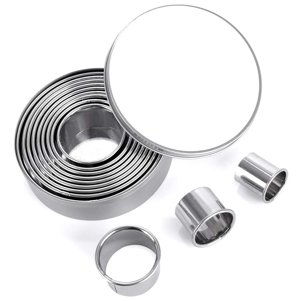 Set 12 forme pentru tort, Otel inoxidabil, Yefound®, Argintiu - eMAG.ro