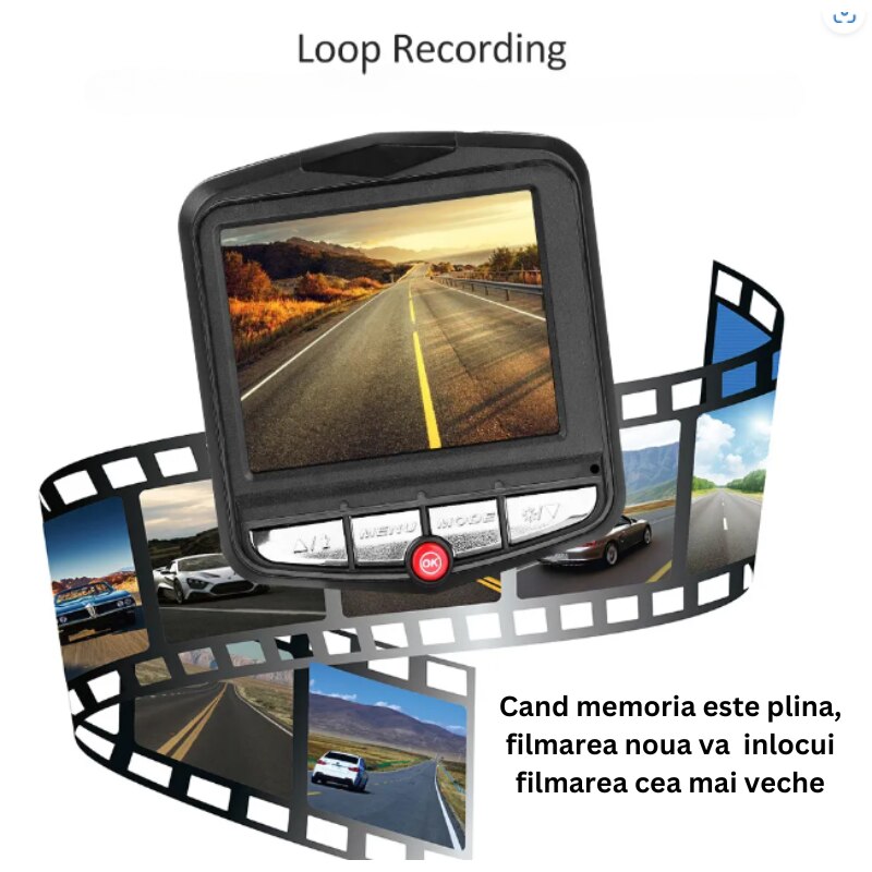 Camera auto DVR 2.4 inch Full HD, Unghi larg de filmare, Detectie ...