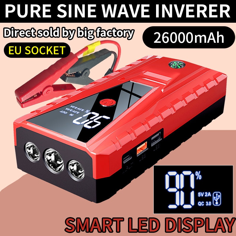 Starter auto, portabil, 12V, 26000mah, rosu - eMAG.ro