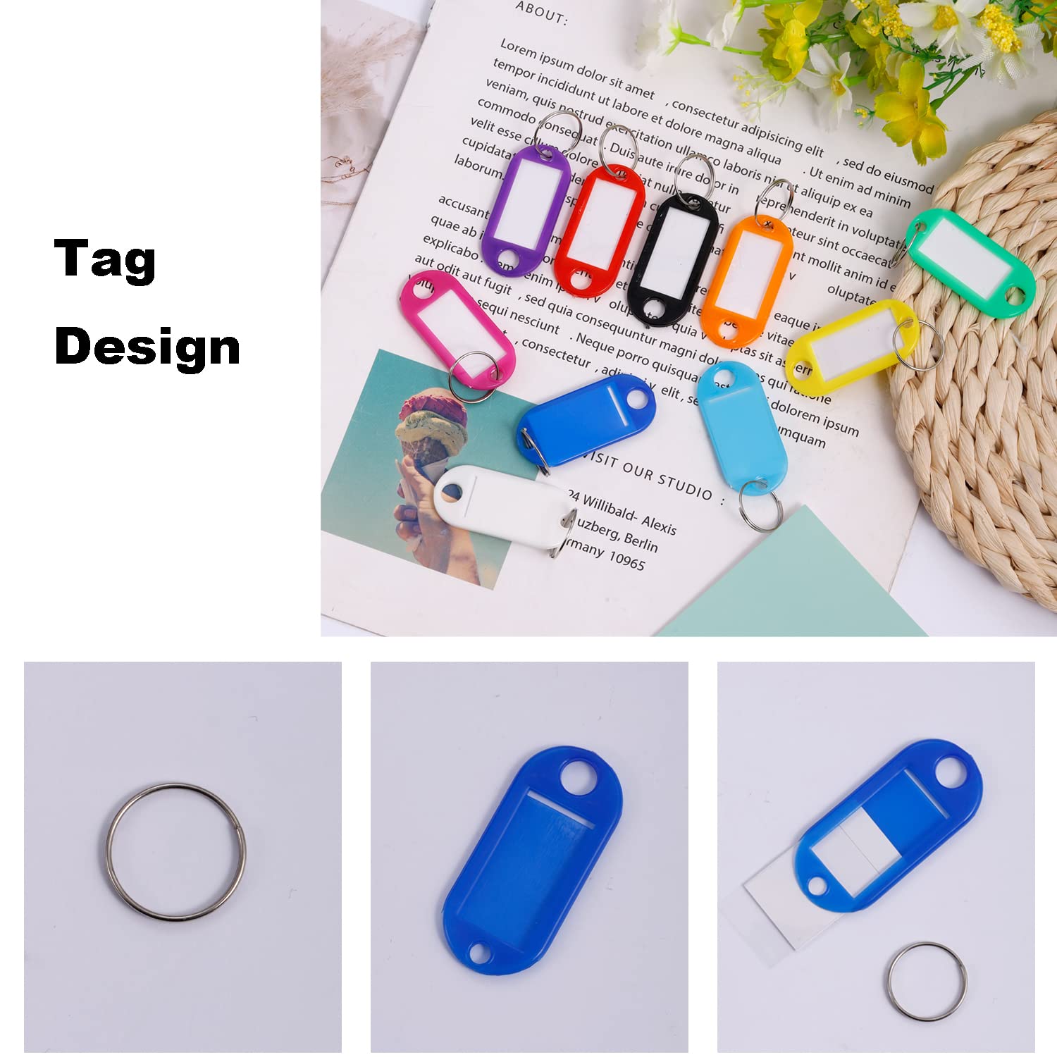 Set 10 brelocuri pentru chei, Plastic, Multicolor - eMAG.ro