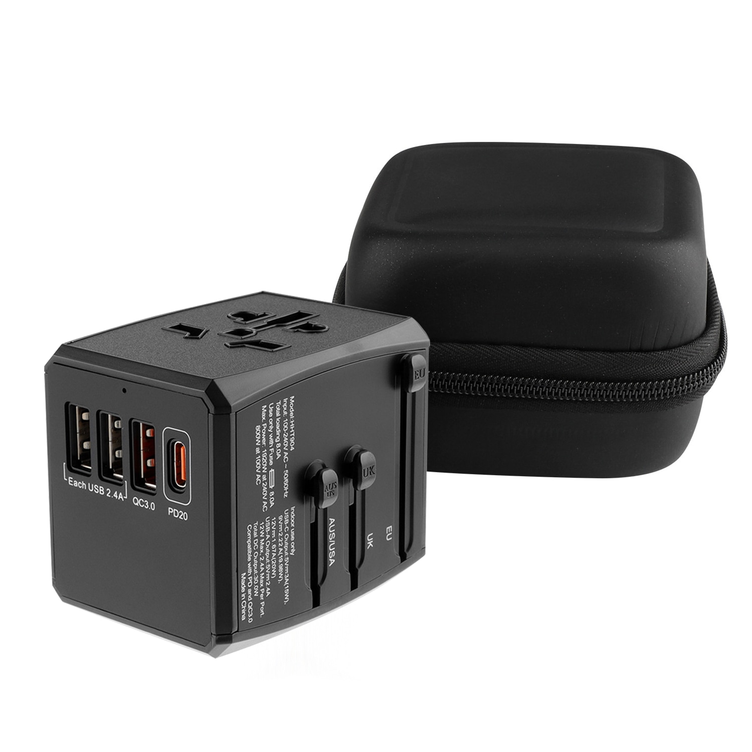 Xinxu univerzális utazási adapter 2 USB-vel és 1 Qc3.0+PD 30W Type-C ...