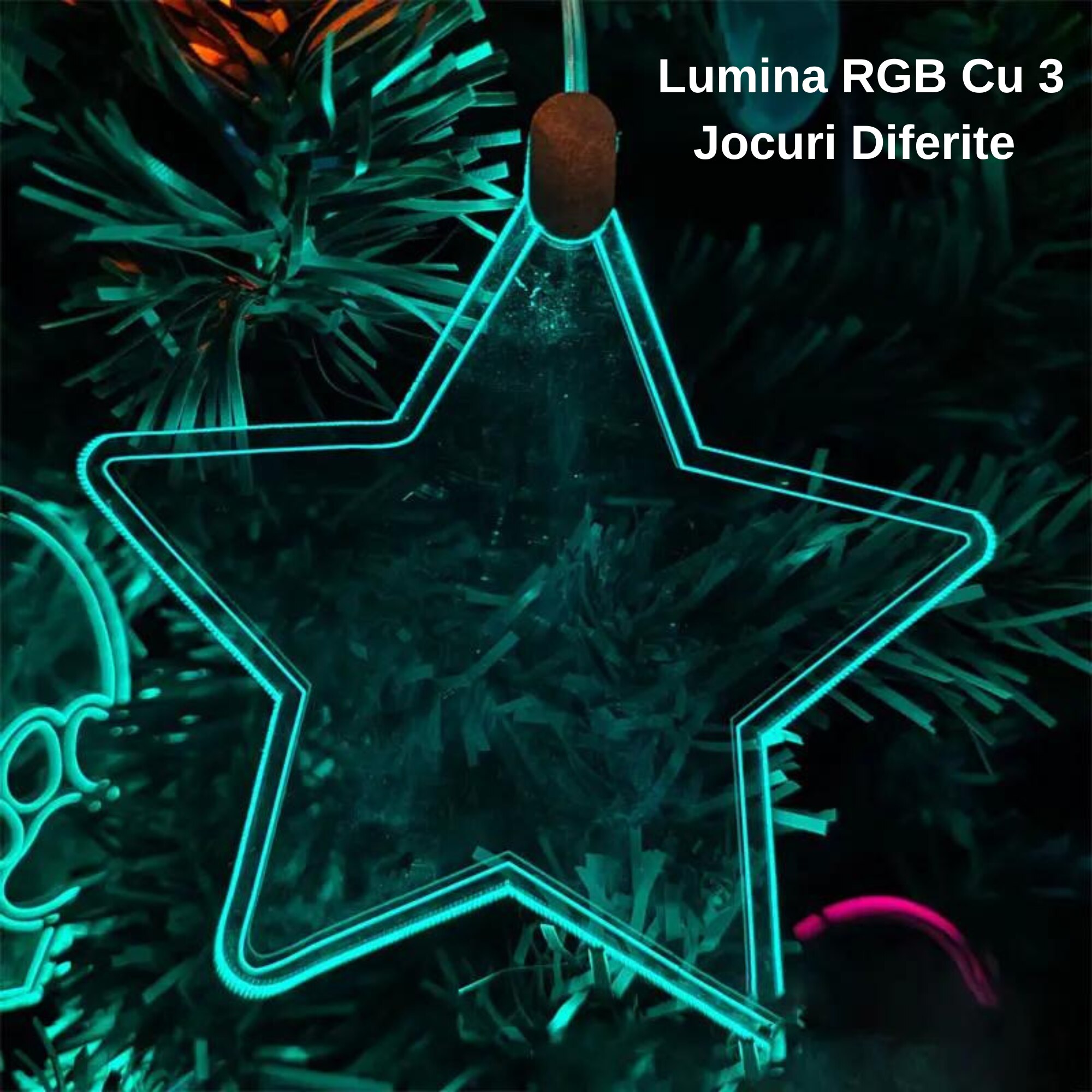 Stelute De Brad Cu Mesaje Personalizate, 3 Jocuri De Lumini, Lumina RGB ...