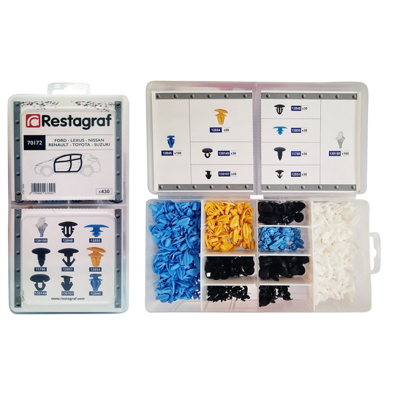 Set 87 clipsuri auto Restagraf, plastic, pentru Lexus, Nissan, Renault ...