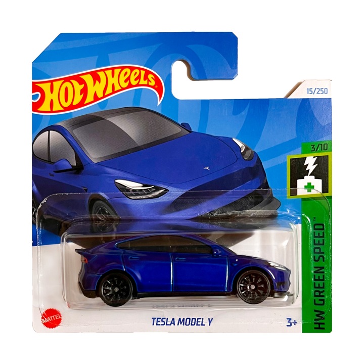 Masinuta metalica Hot Wheels, Tesla Model Y, 1:64, Albastru - eMAG.ro
