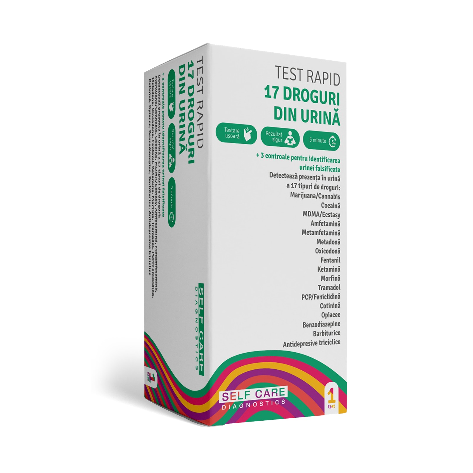 Test rapid droguri din urina, 20 parametri: 17 droguri + 3 parametri de ...