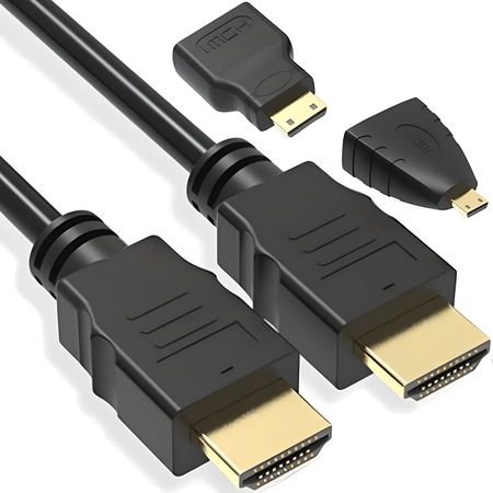 Set Cablu HDMI 2.0 1, 5m cu 2 Adaptoare mini HDMI si micro HDMI ...