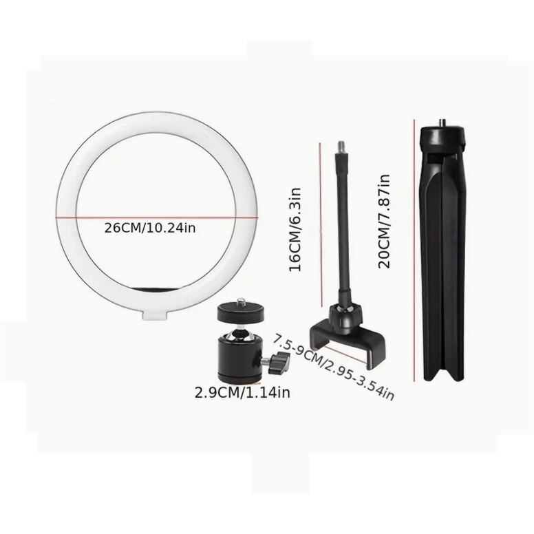 Trepied 26 cm cu Lampa Circulara, Tip Ring Light 31cm, Stativ Masa, Suport Smartphone Selfie ...