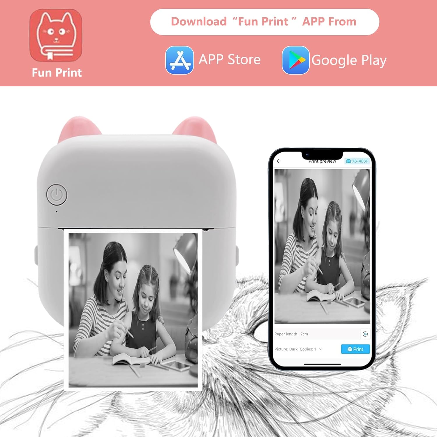 Mini imprimanta termica si 13 role hartie 57x25mm, cu stilouri colorate ...