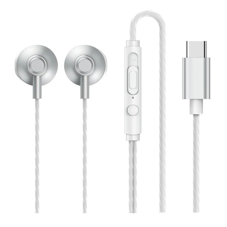 Casti cu Microfon, Conector Type-C, Bass Profund, Argintiu - eMAG.ro