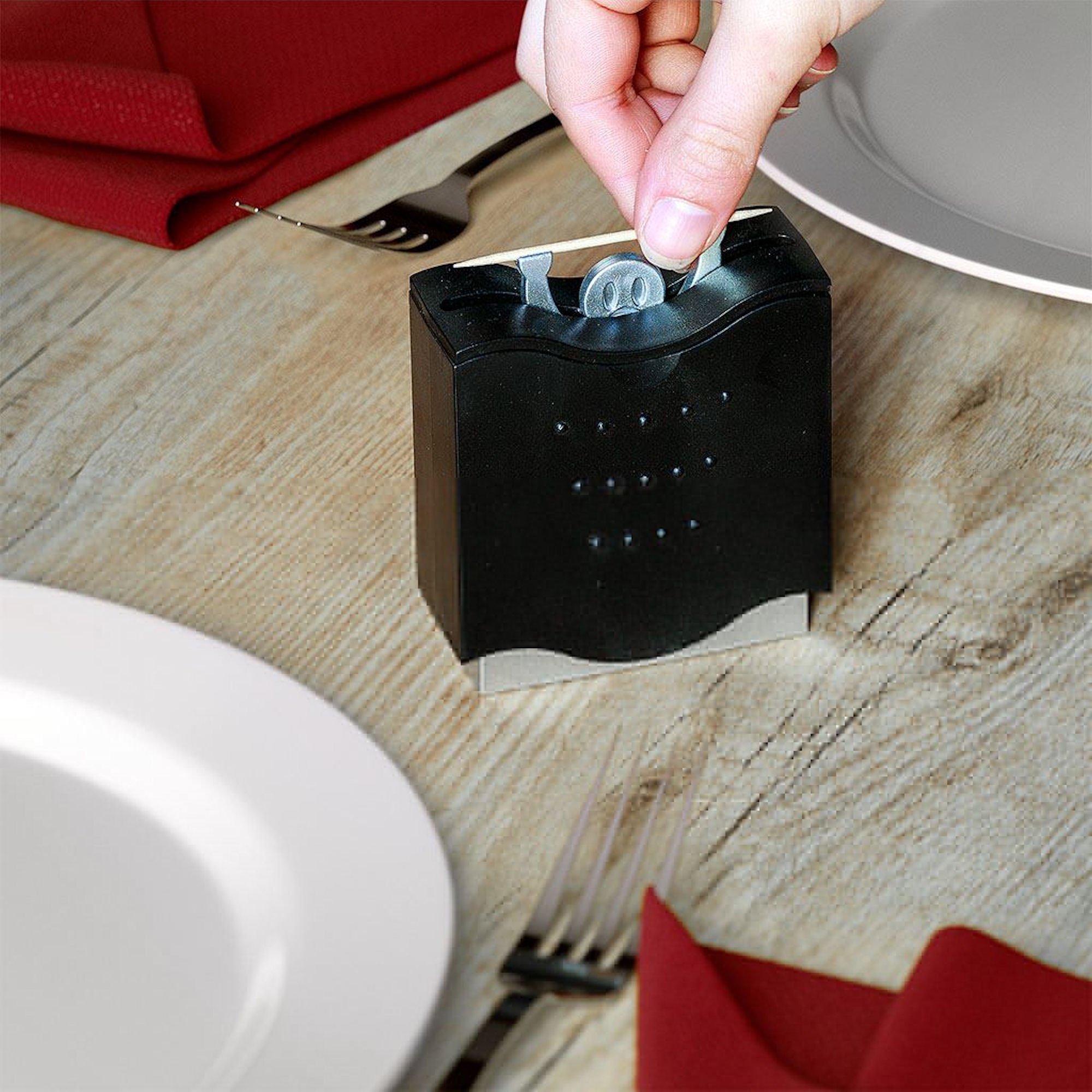 Cutie de scobitori, Plastic, Negru - eMAG.ro