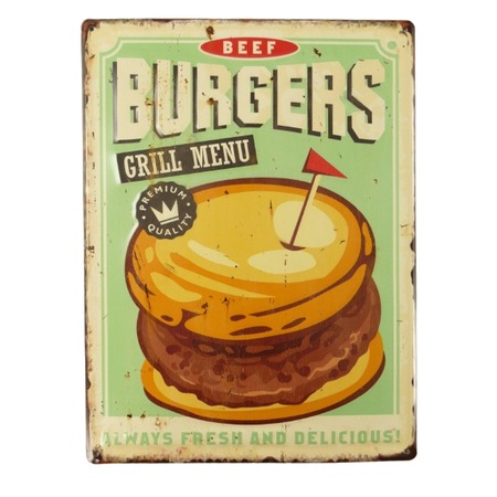 Semn de perete, Burgers, fastfood, H 40 x 30 cm - eMAG.ro