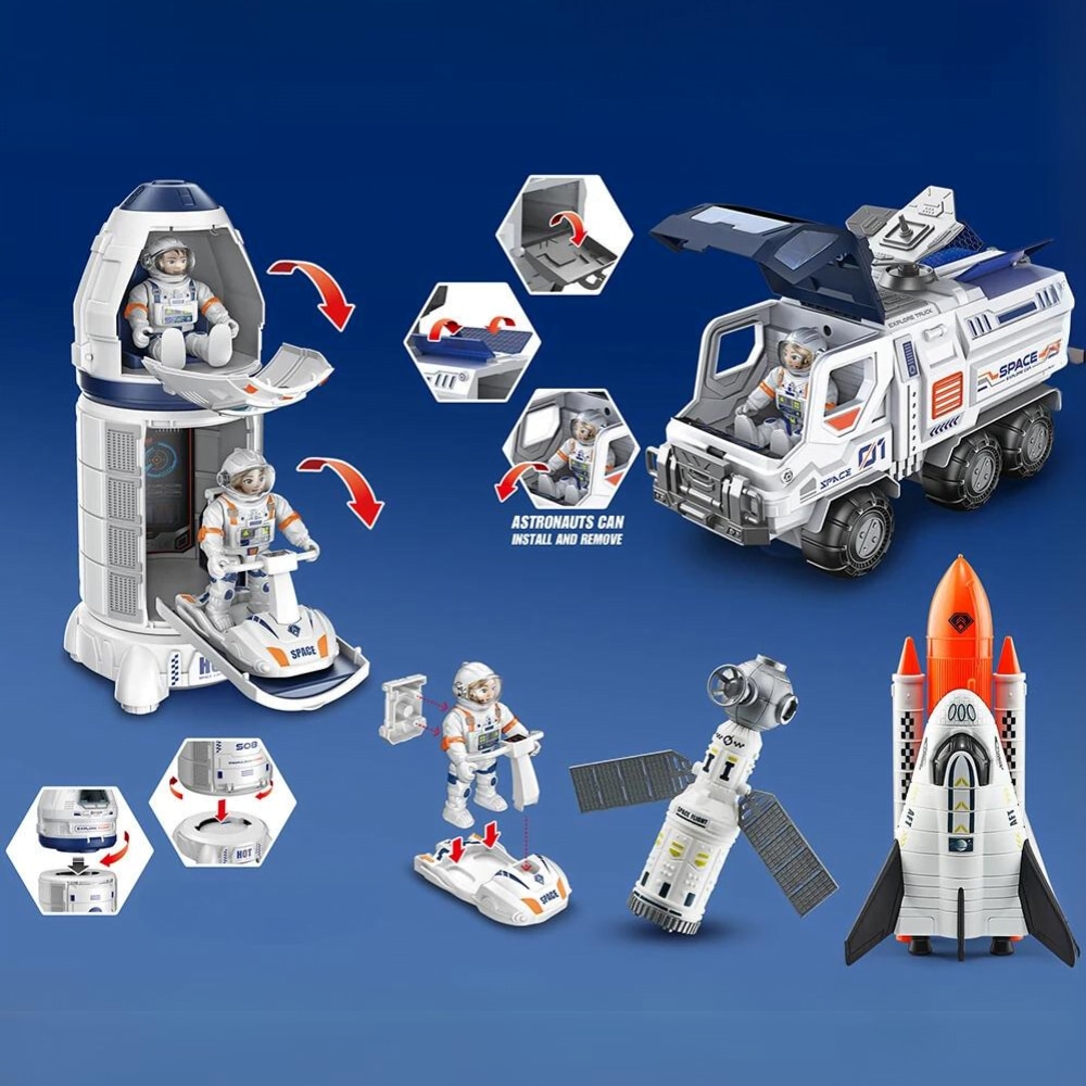 Jucarie interactiva cu cosmonauti, statie spatiala, naveta spatiala ...