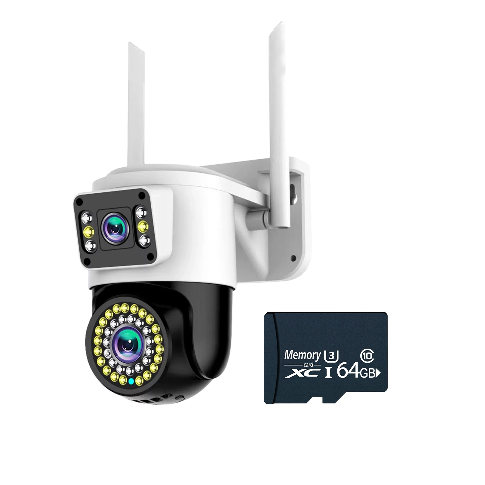 Camera de supraveghere dubla WIFI, Zggzerg, Cu card de memorie de 64G ...