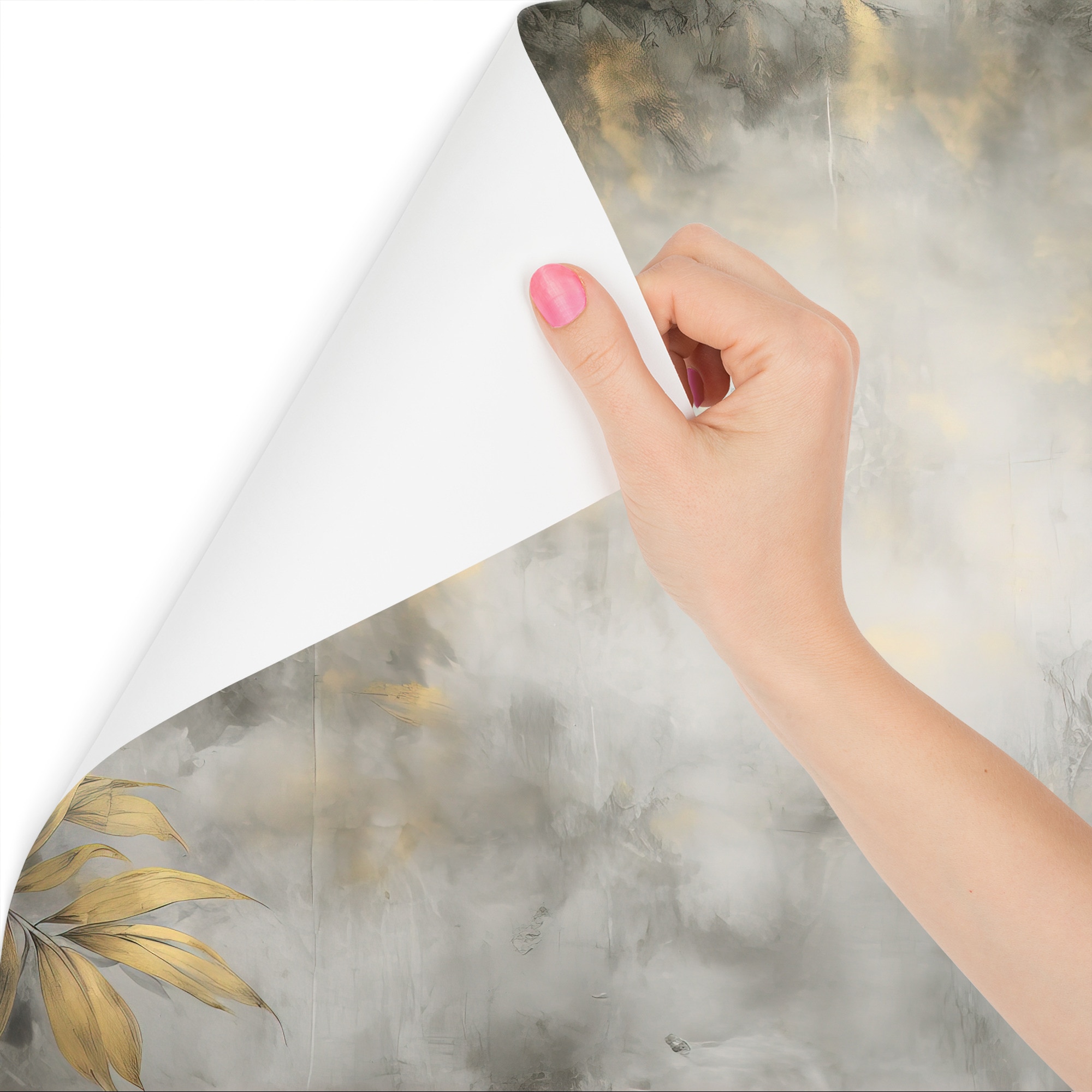 Fototapet frunze abstracte de palmier, fundal beton, marmura, decor ...