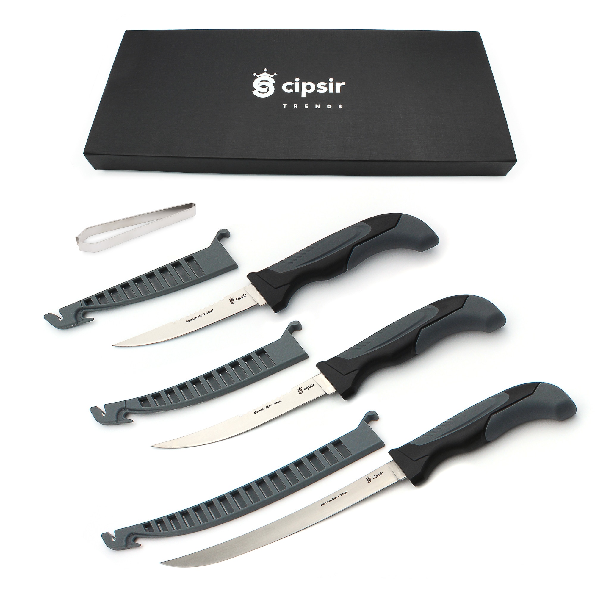 Set cutite de carne si peste, lama curbata, otel german rezistent la ...