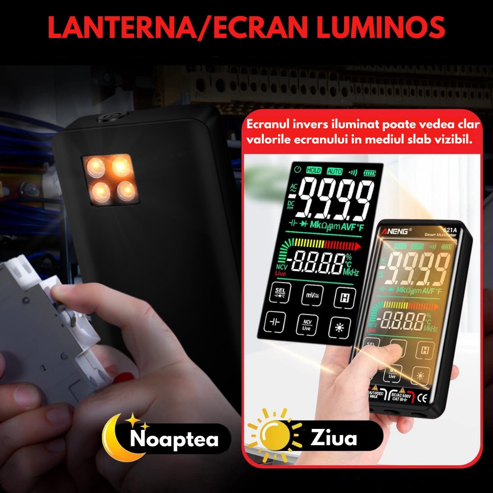 Multimetru Digital VITTALIST 621A, Auto Detect, NCV, Ecran LCD 4.5 ...