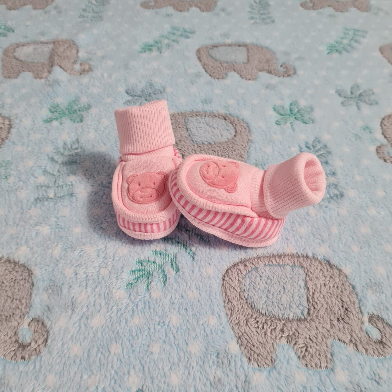 Botosei Bumbac pentru Nou Nascuti, cu Ursulet, Roz, 0-3 luni - eMAG.ro