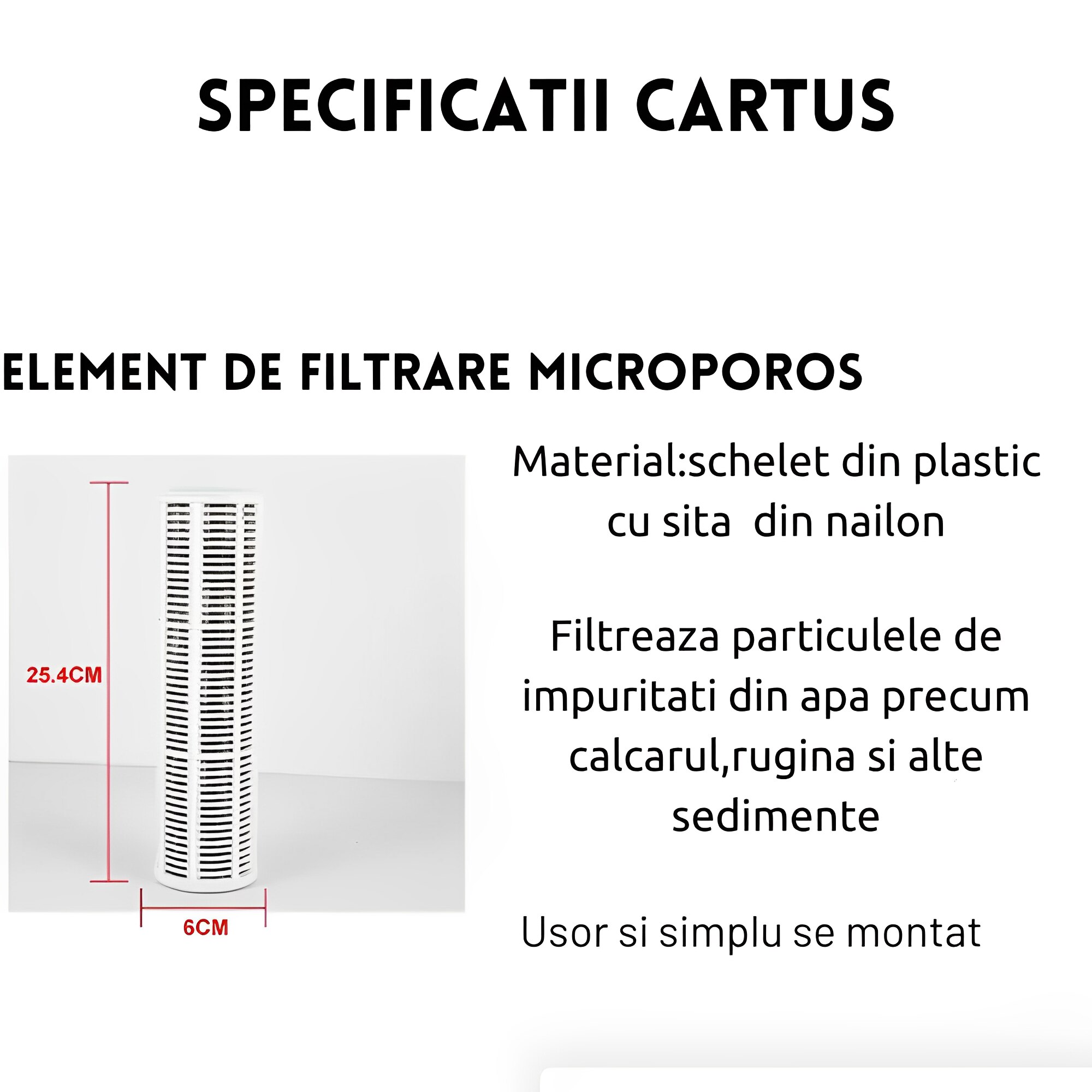 Cartus sita Alimar 10" pentru filtru, 50 microni, alb - eMAG.ro