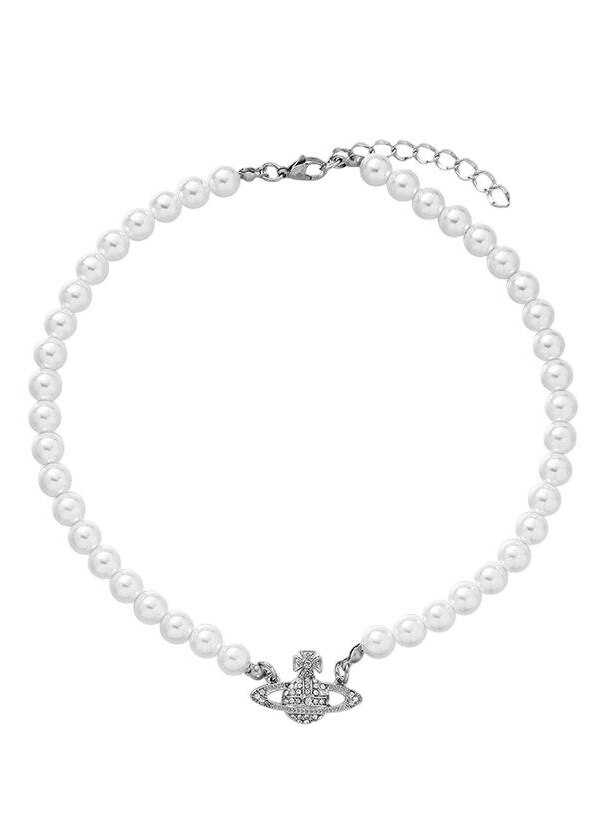 Colier dama, LLWL, Aliaj, Model Saturn, Argintiu/Alb - eMAG.ro