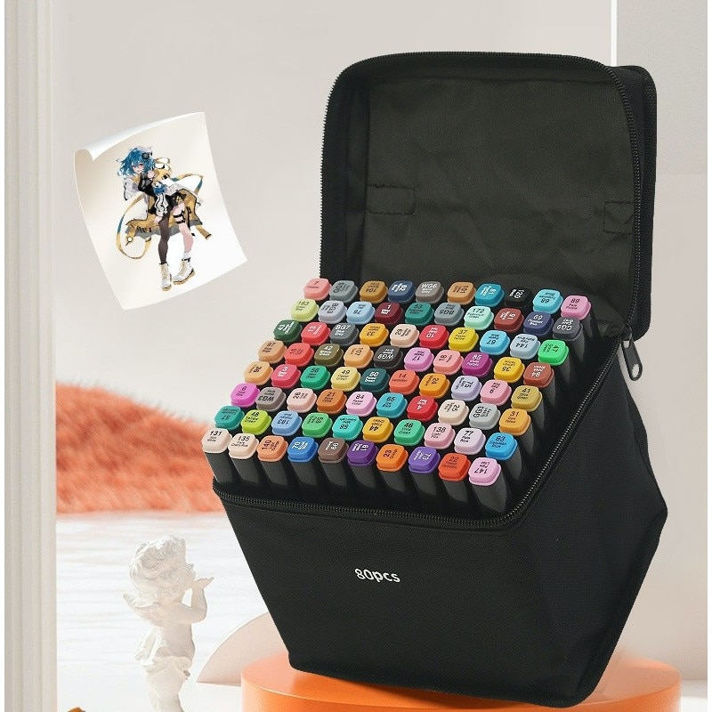 Set 80 carioci profesionale, Cerneala pe baza de alcool, Multicolor ...