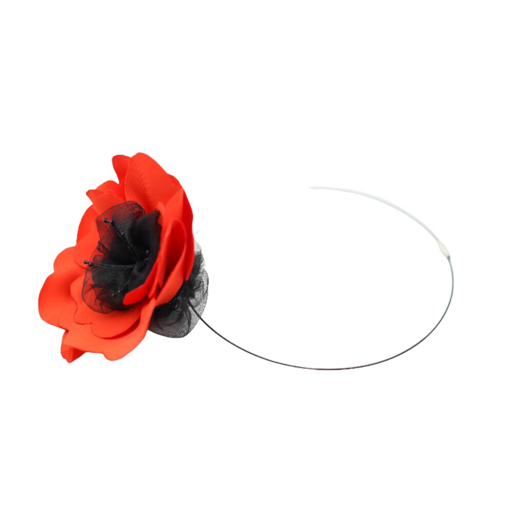 Colier Cu Floare De Mac Rosu Si Miez Negru, 13 cm - eMAG.ro