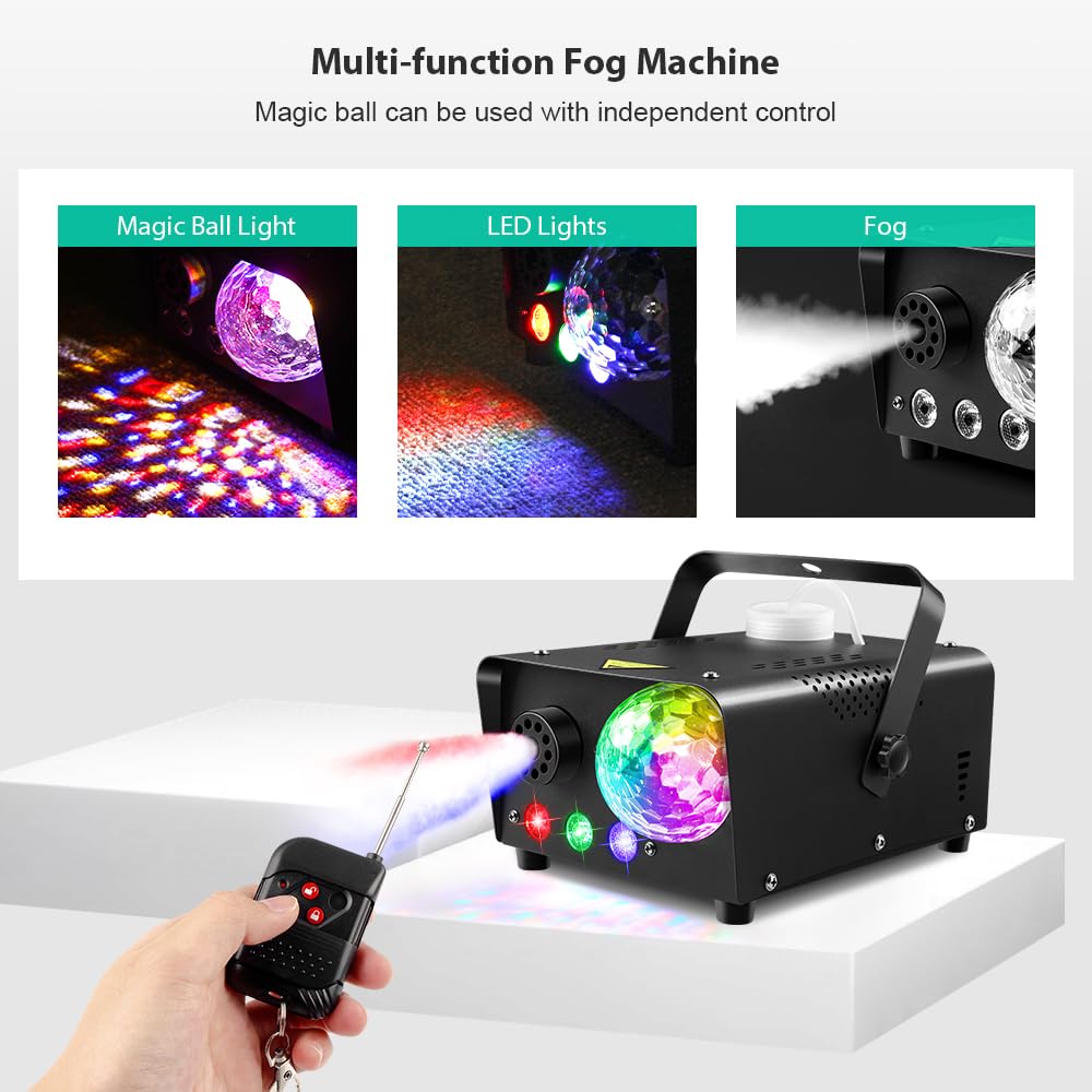 Машина за осветление и дим, WALALLA, LED, 3 цвята, 600 W, Черна - eMAG.bg