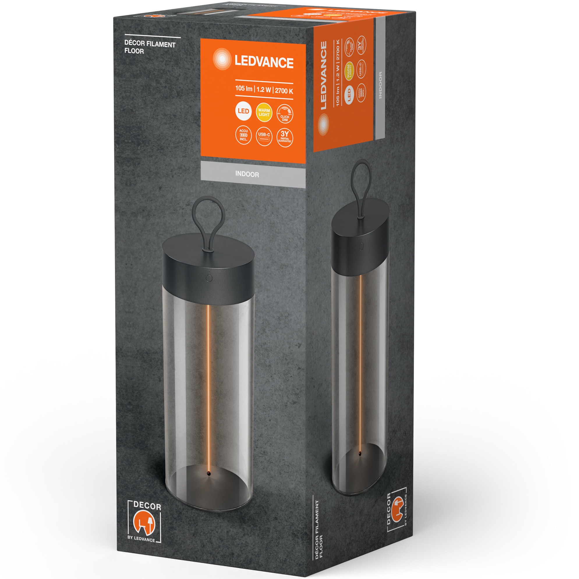 Lampa de podea LED LEDVANCE, cu filament magnetic, USB-C, dimabil, 1.2W ...