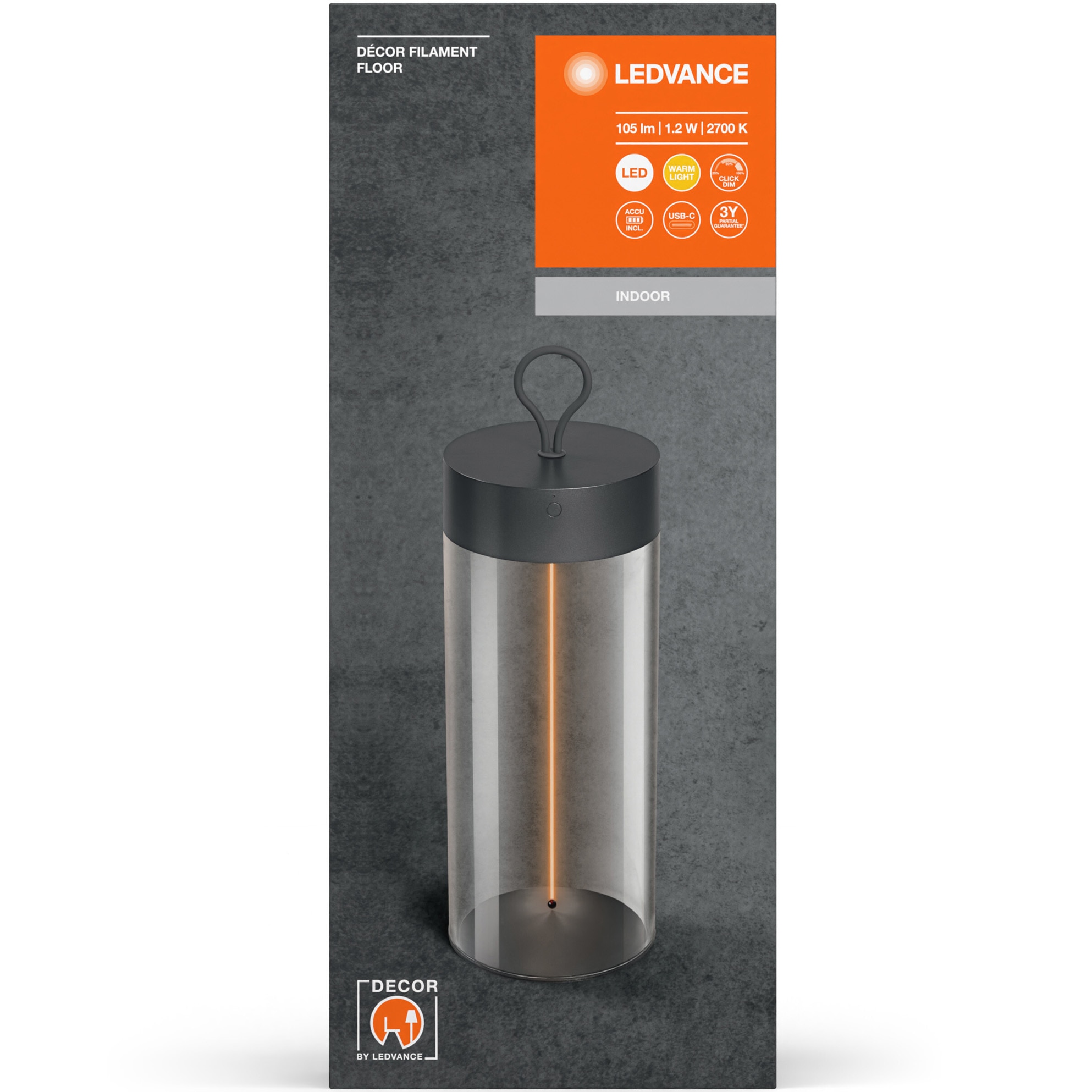 Lampa de podea LED LEDVANCE, cu filament magnetic, USB-C, dimabil, 1.2W ...