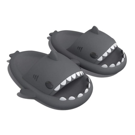 Papuci rechin pentru copii, Unisex, Gri, 32-33 - eMAG.ro