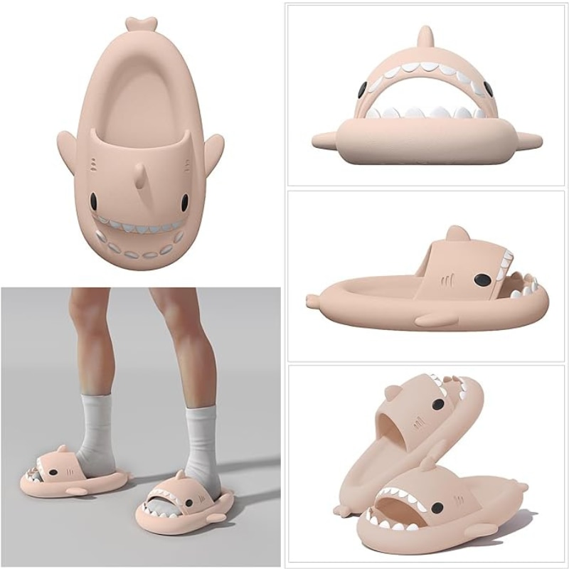 Papuci rechin pentru copii, Unisex, Roz, 30-31 - eMAG.ro