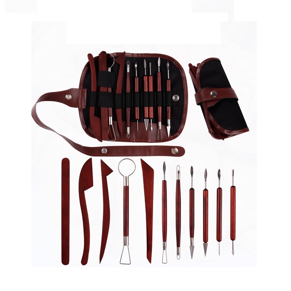 Instrumente de modelat, Llwl, Lemn/Inox, Maro, 12 buc. - eMAG.ro