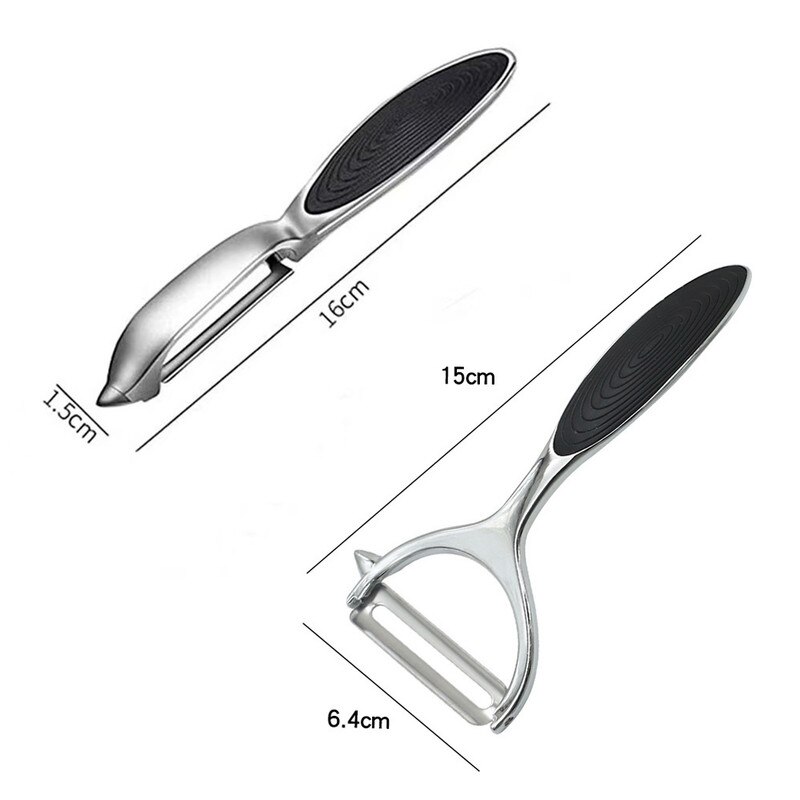 Set 2 dispozitive de decojire legume si fructe, Otel inoxidabil, Gri ...