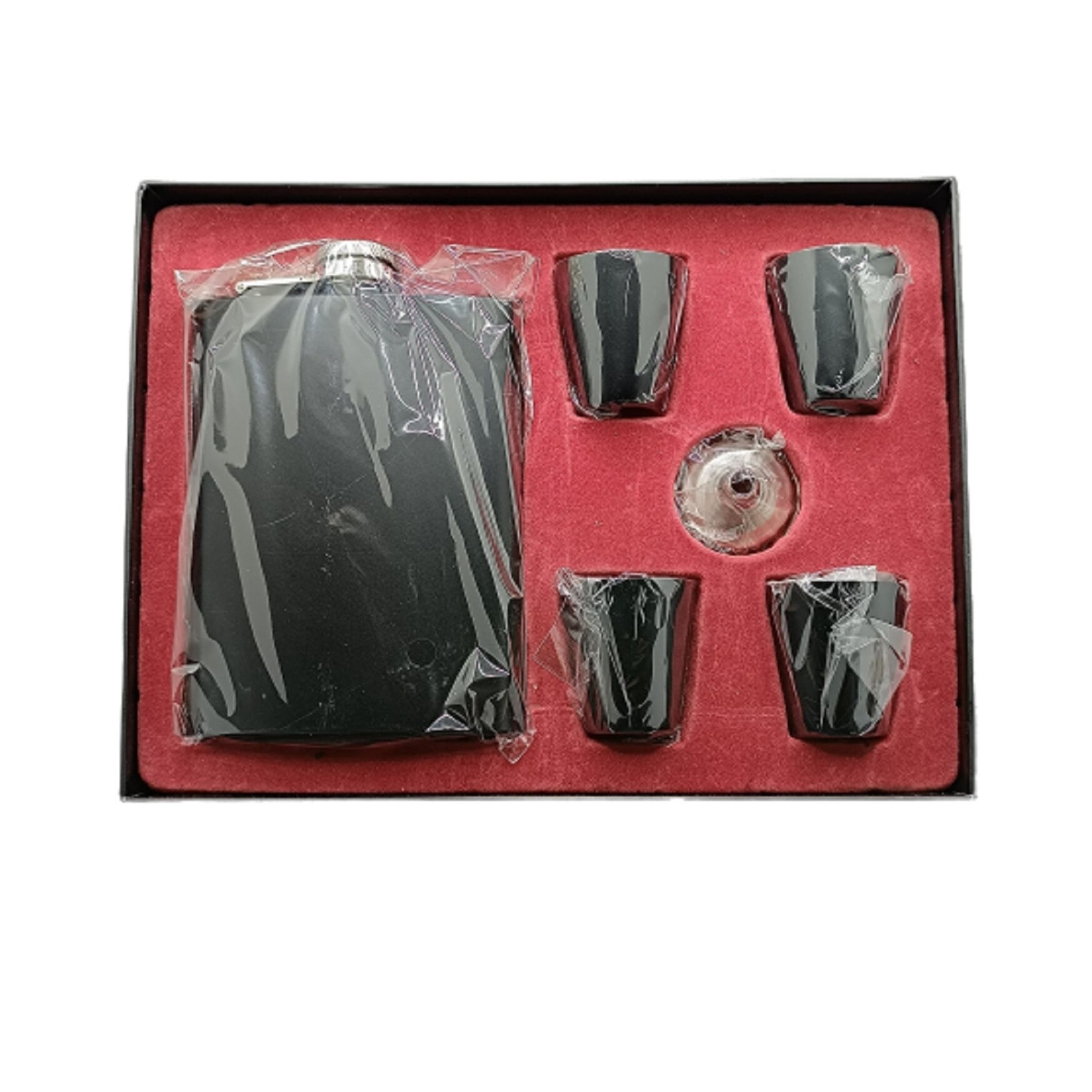 Set Plosca Alcool, Palnie, 4 Pahare Black - eMAG.ro