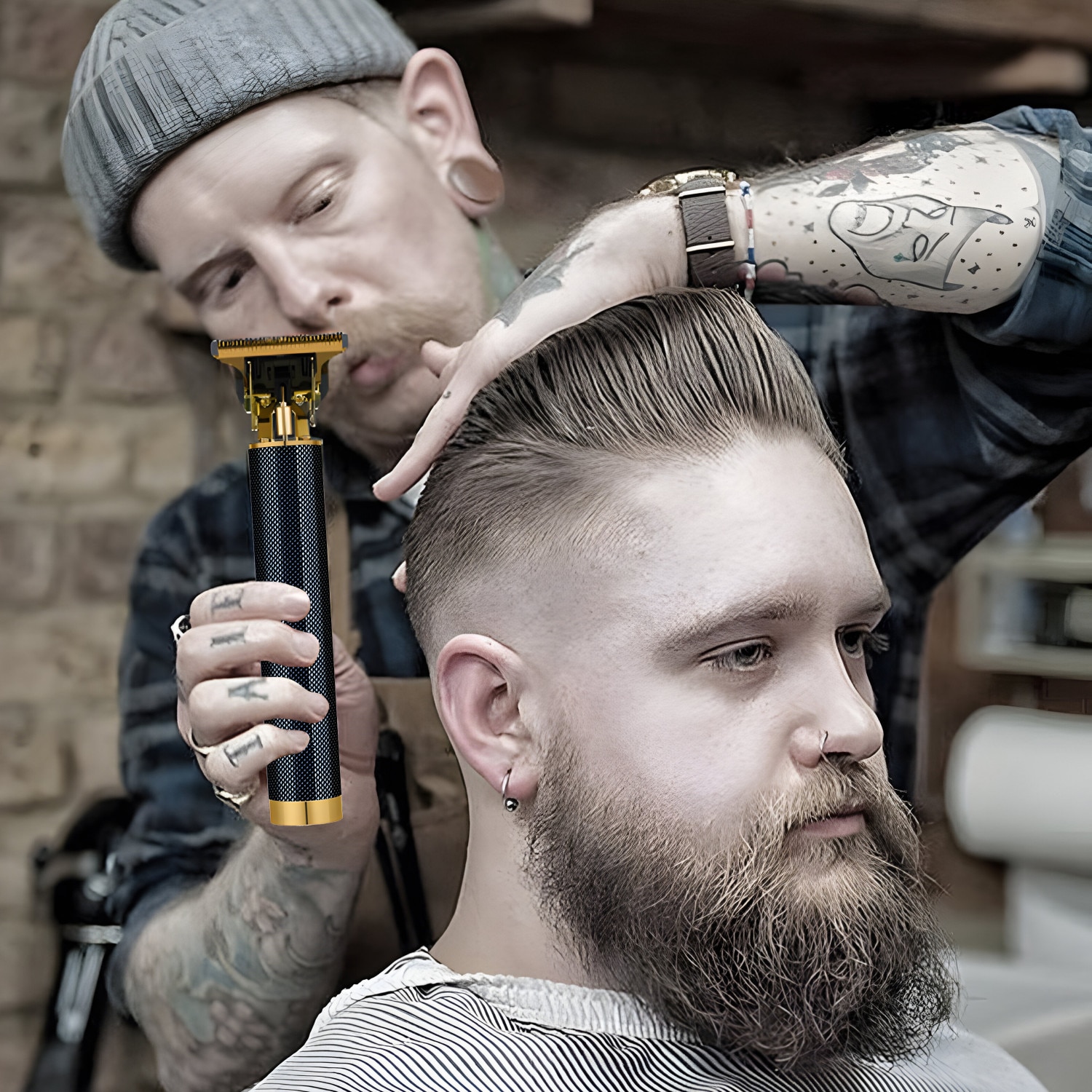 Aparat de Tuns Barba si Parul Profesionala din INOX cu 4 Piepteni ...