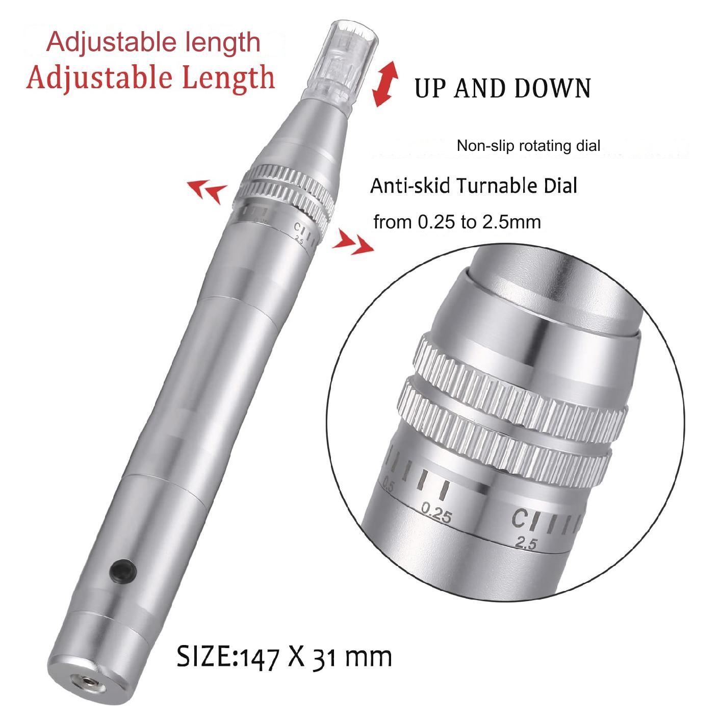 Aparat masaj facial tip stilou, dermapen, wireless, 12 capete rezerva ...