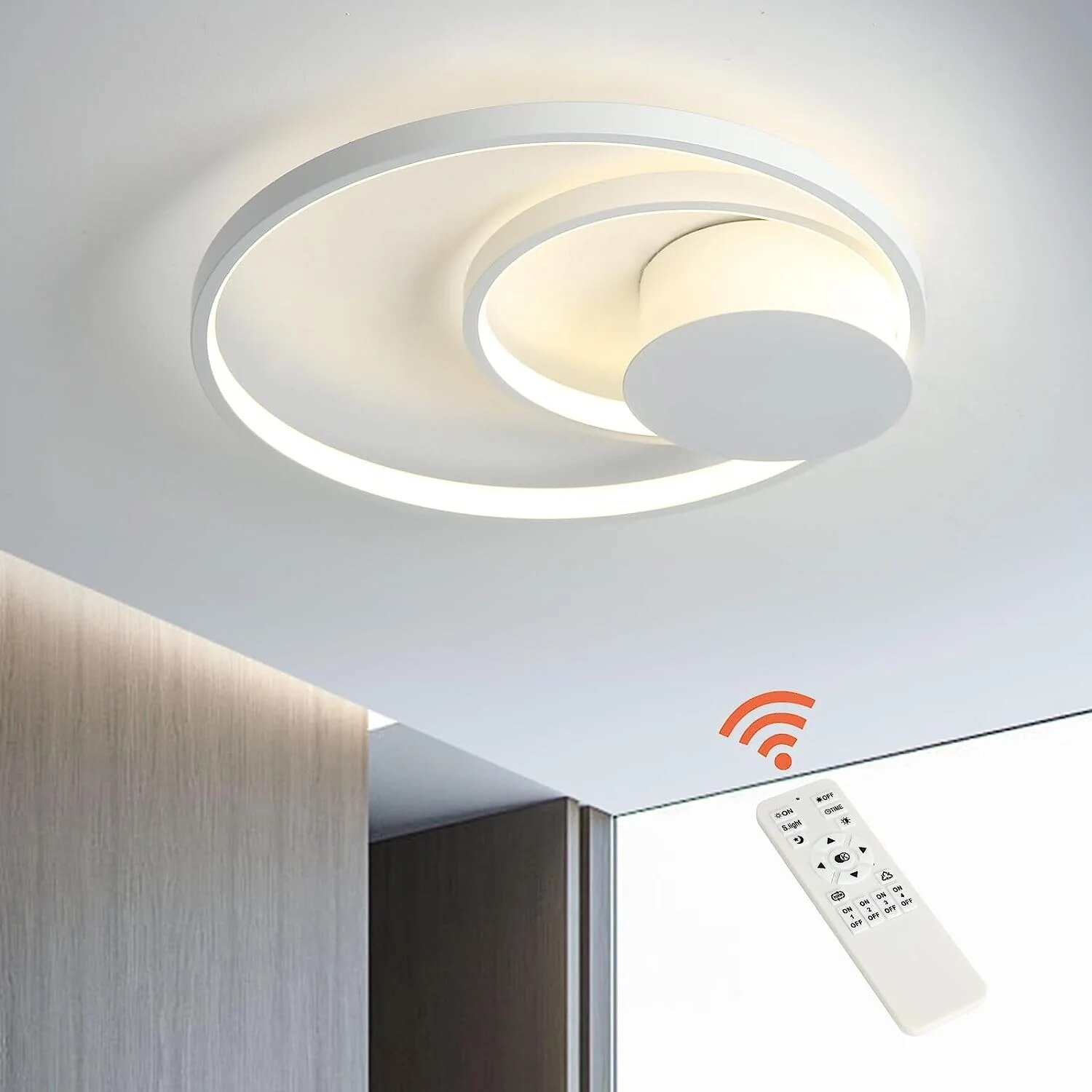 Plafoniera LED, Goeco, Cu telecomanda, 220V, Dia 40 cm, Alb - eMAG.ro