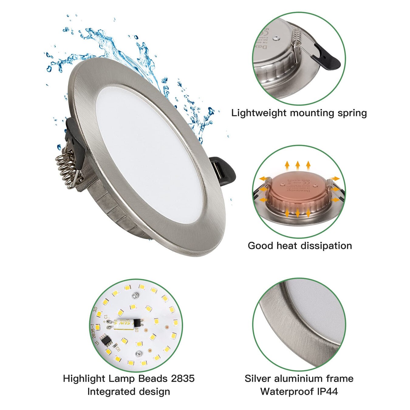 Set 6 Spoturi Incastrate LED Ultra Plat, 230 V, 7W pentru Baie ...