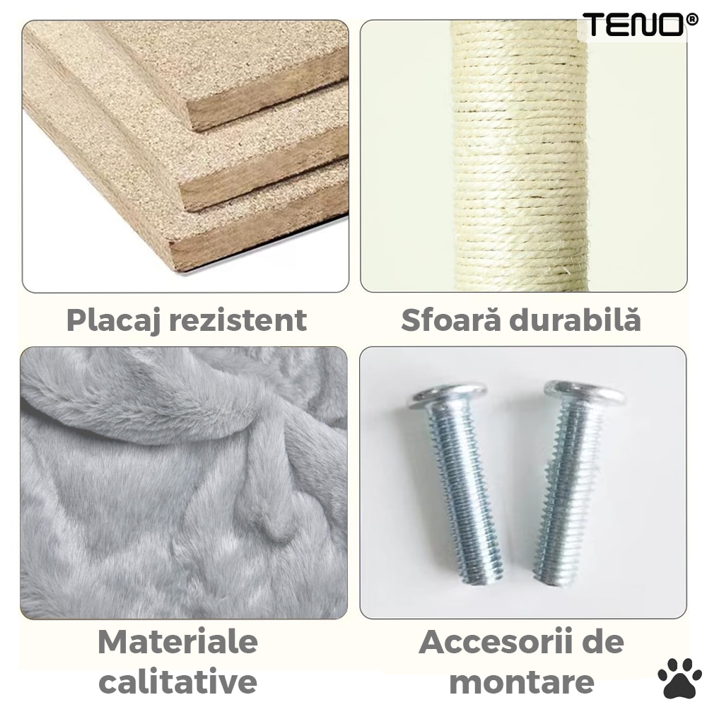 Ansamblu de Joaca pentru Pisici Teno®, tip turn, 2 platforme de ...