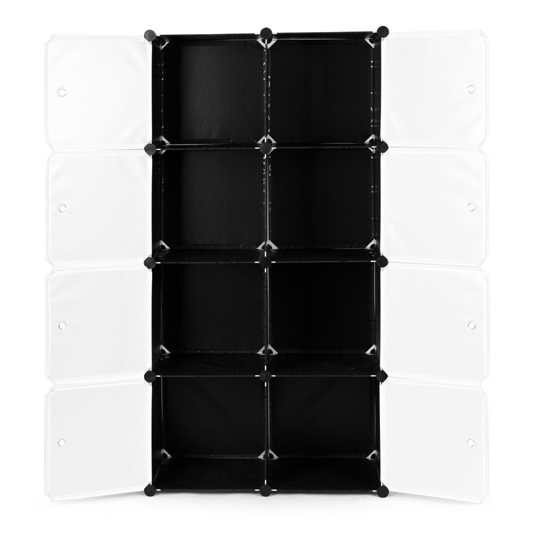 Dulap modular ModernHome, 8 segmente, negru, 144x46x71cm - eMAG.ro