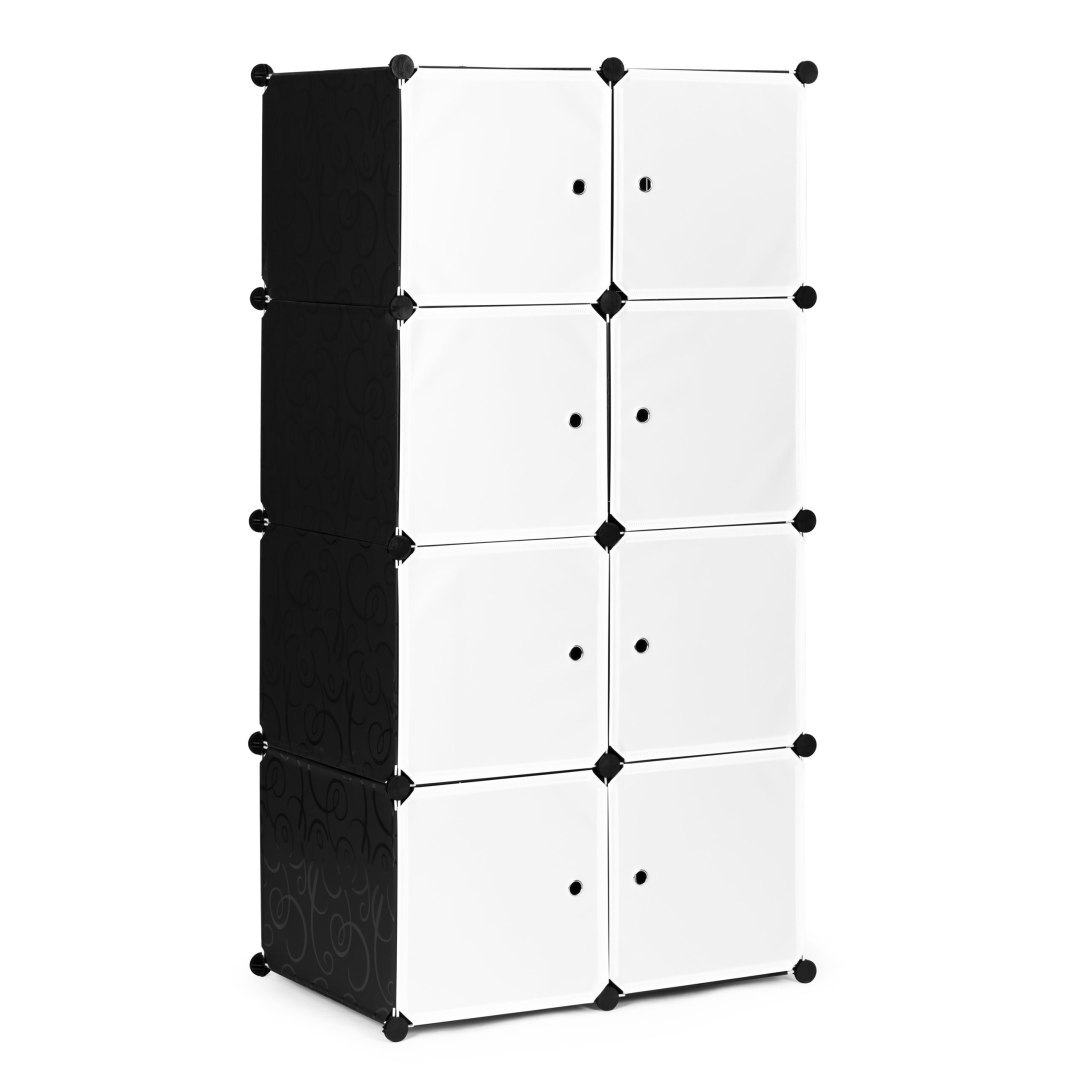 Dulap modular ModernHome, 8 segmente, negru, 144x46x71cm - eMAG.ro