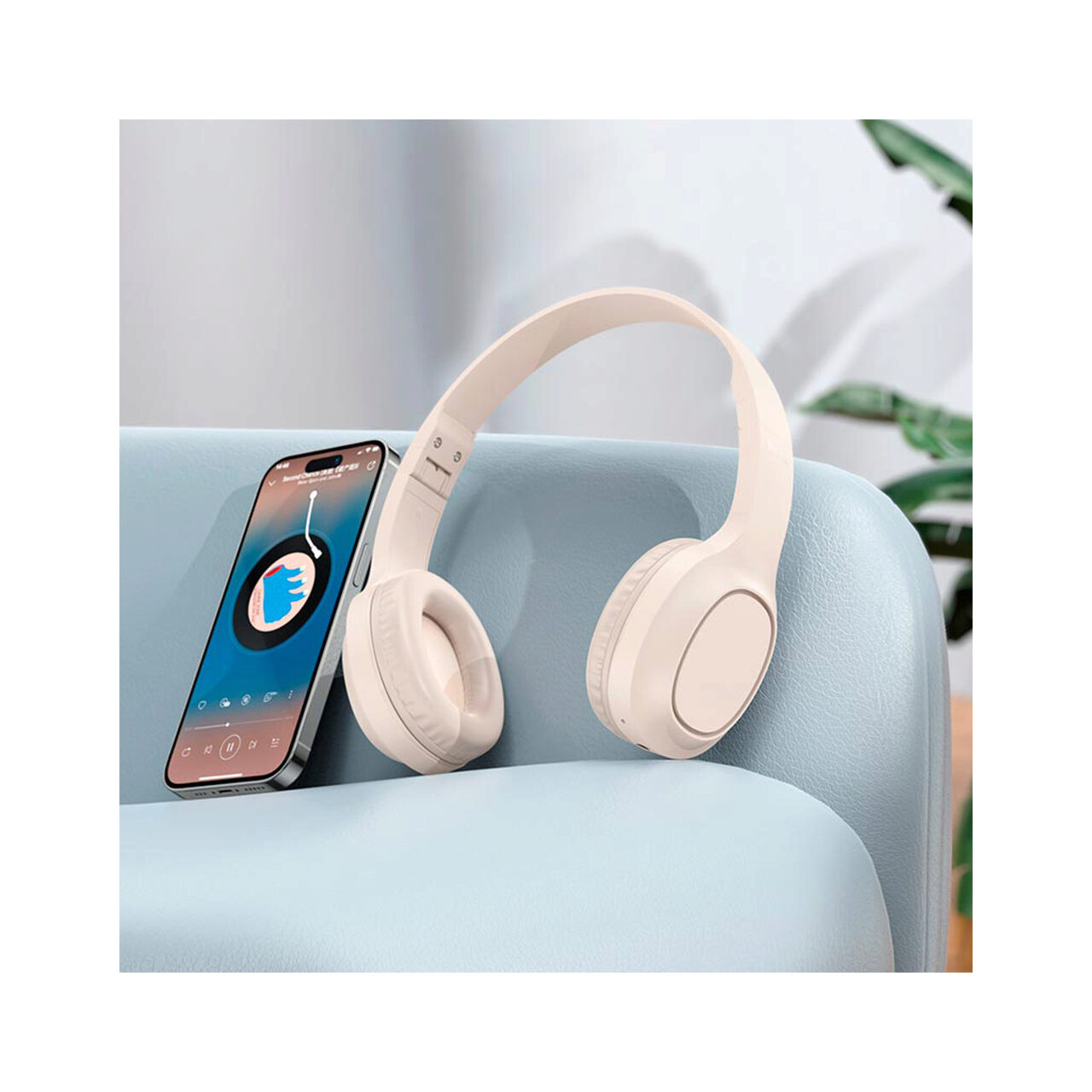 Безжични Bluetooth слушалки с микрофон - Hoco Charm (W46) Beige - eMAG.bg