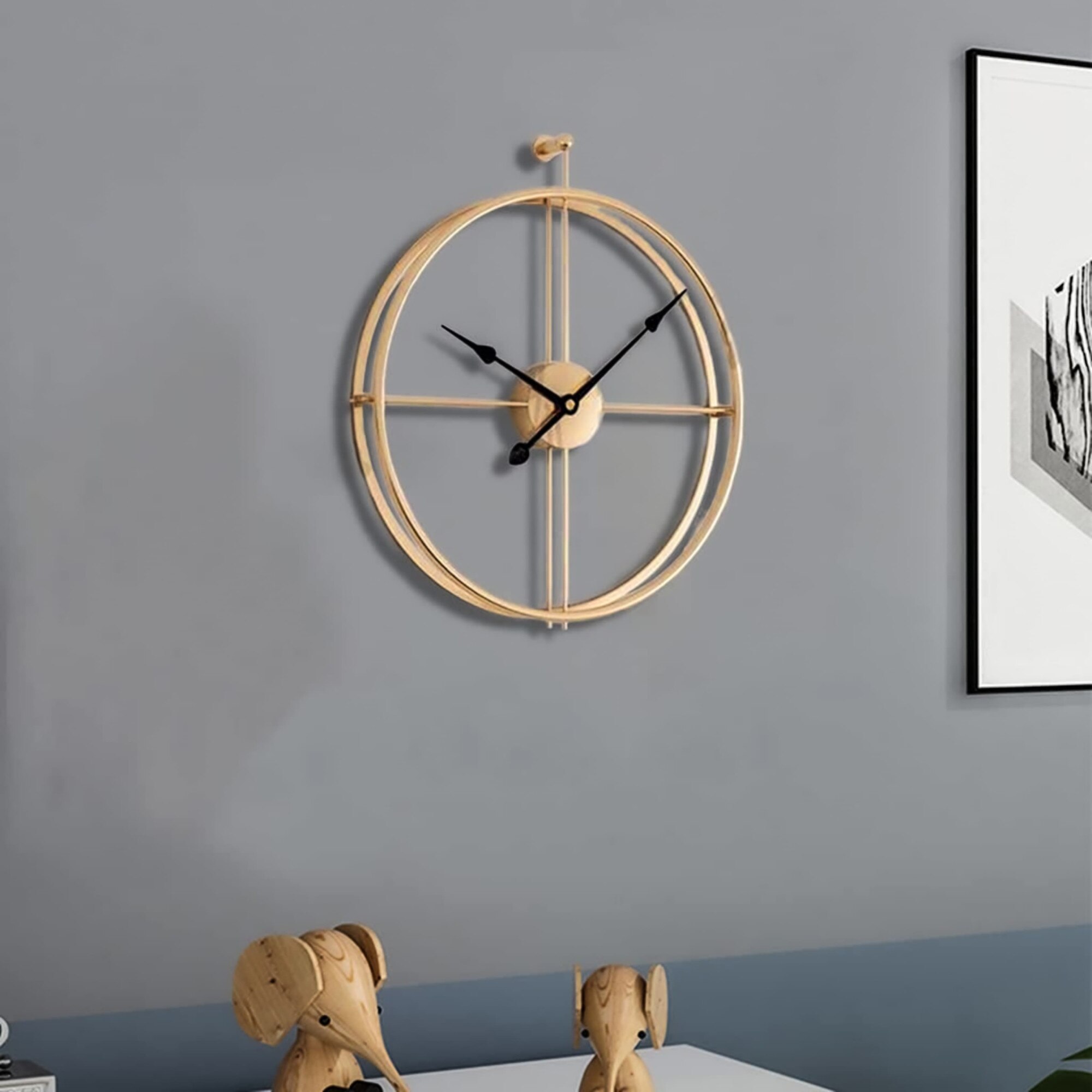 Ceas decorativ de perete cu cadru dublu, diametru 60 cm, pentru ...