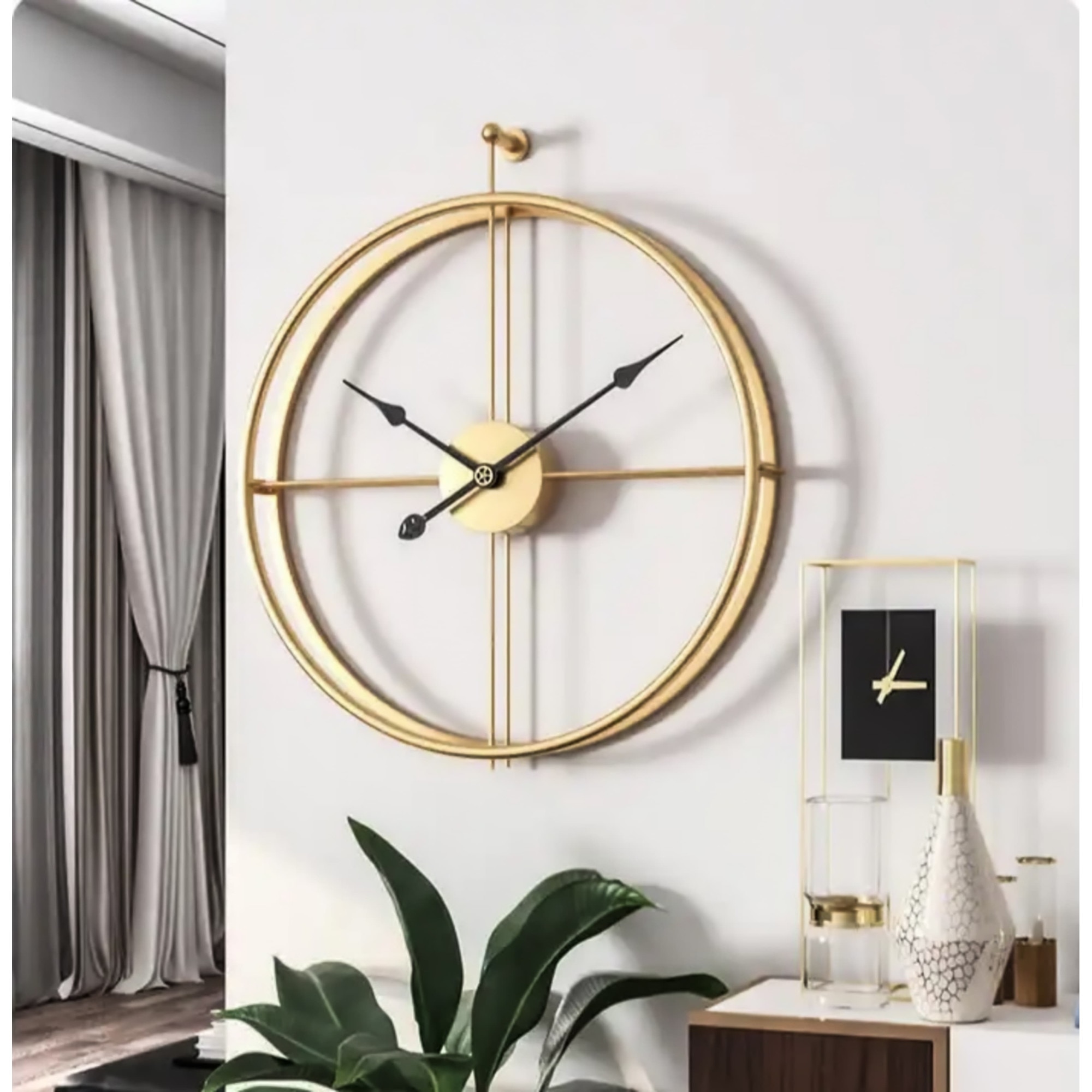 Ceas decorativ de perete cu cadru dublu, diametru 60 cm, pentru ...