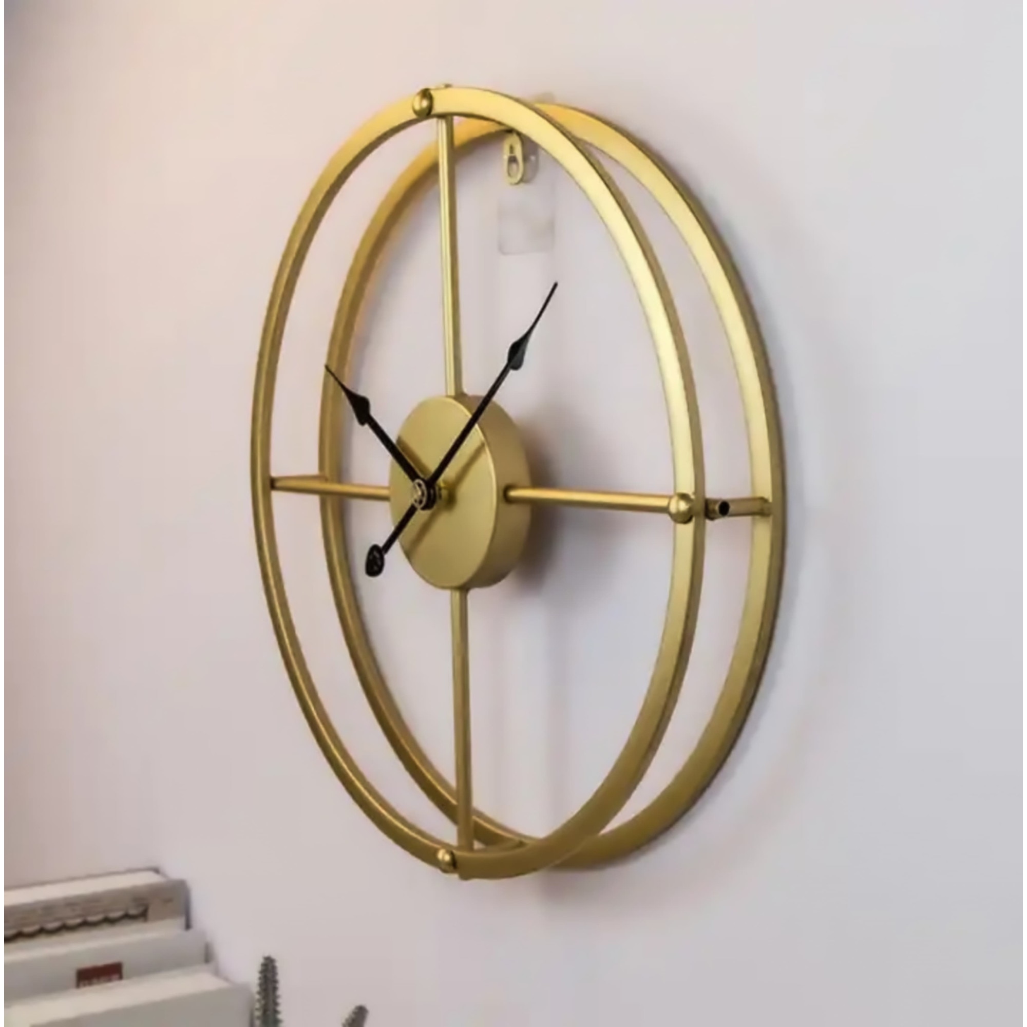 Ceas decorativ de perete cu cadru dublu, diametru 60 cm, pentru ...