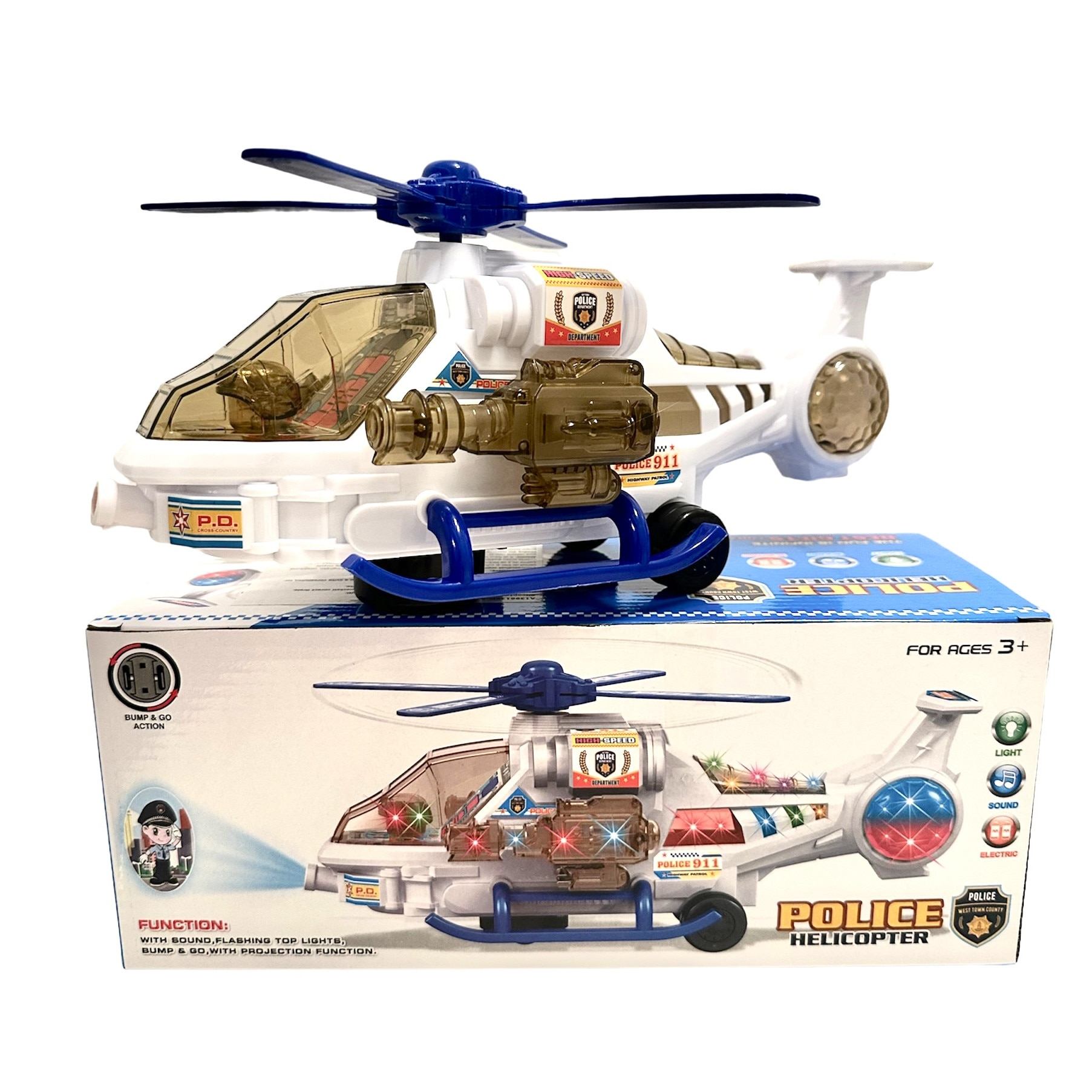 Elicopter de politie interactiv cu lumini, sunete, proiectie luminoasa ...