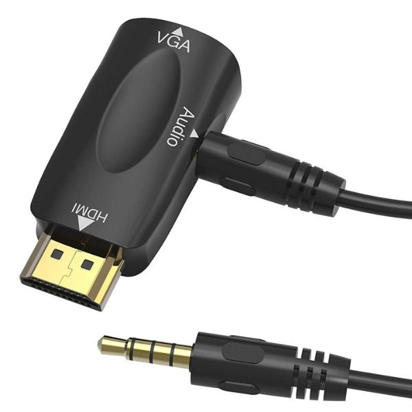 HDMI към VGA адаптер, Welora®, включен аудио изход 3,5 мм жак, Съвместим с различни модели ...